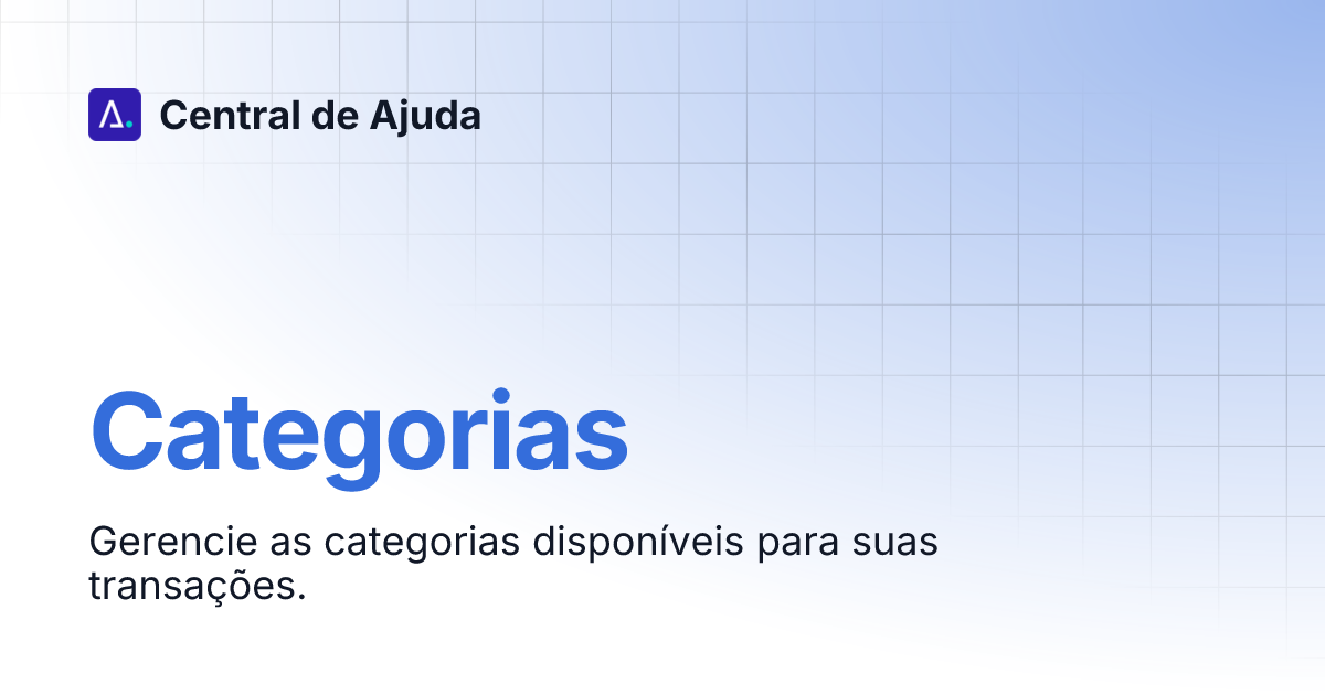 Categorias | Central de Ajuda